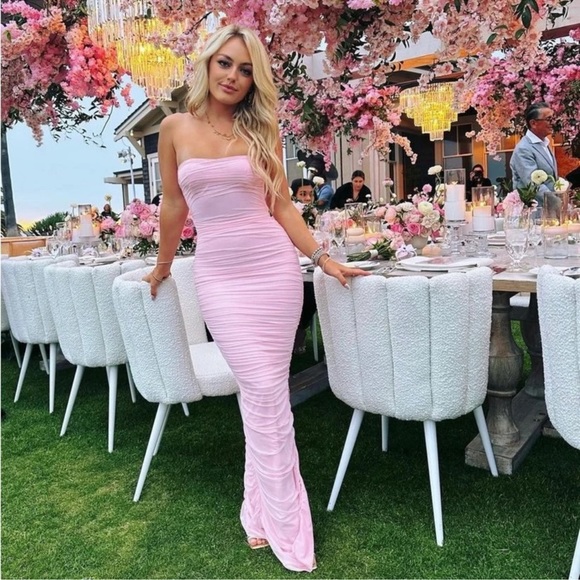 House of CB | Dresses | House Of Cb Sofia Fairy Pink Strapless Ruched Maxi Dress | Poshmark